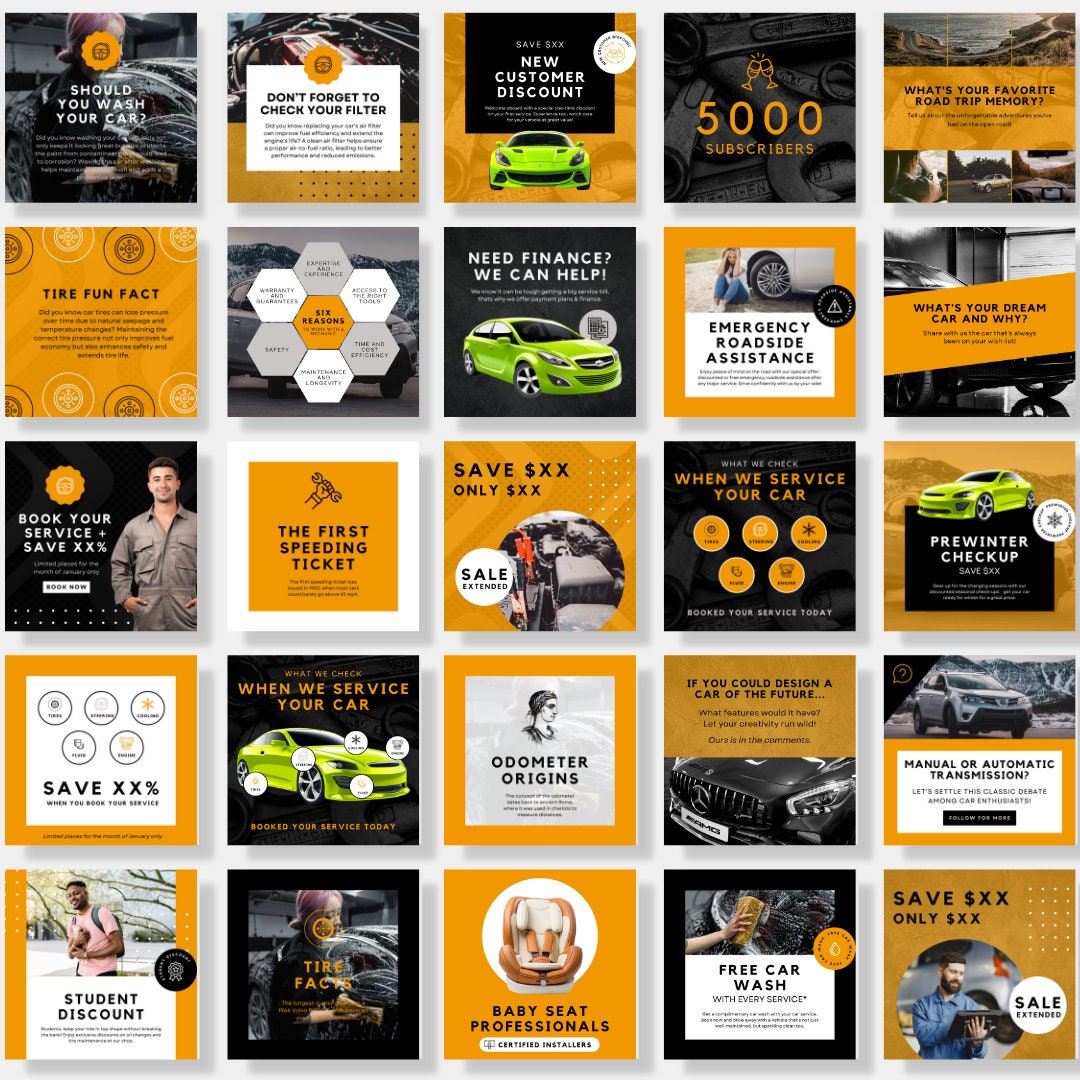 Car Mechanic Social Med Posts, IG Post Template, DIY Flyer Design ...