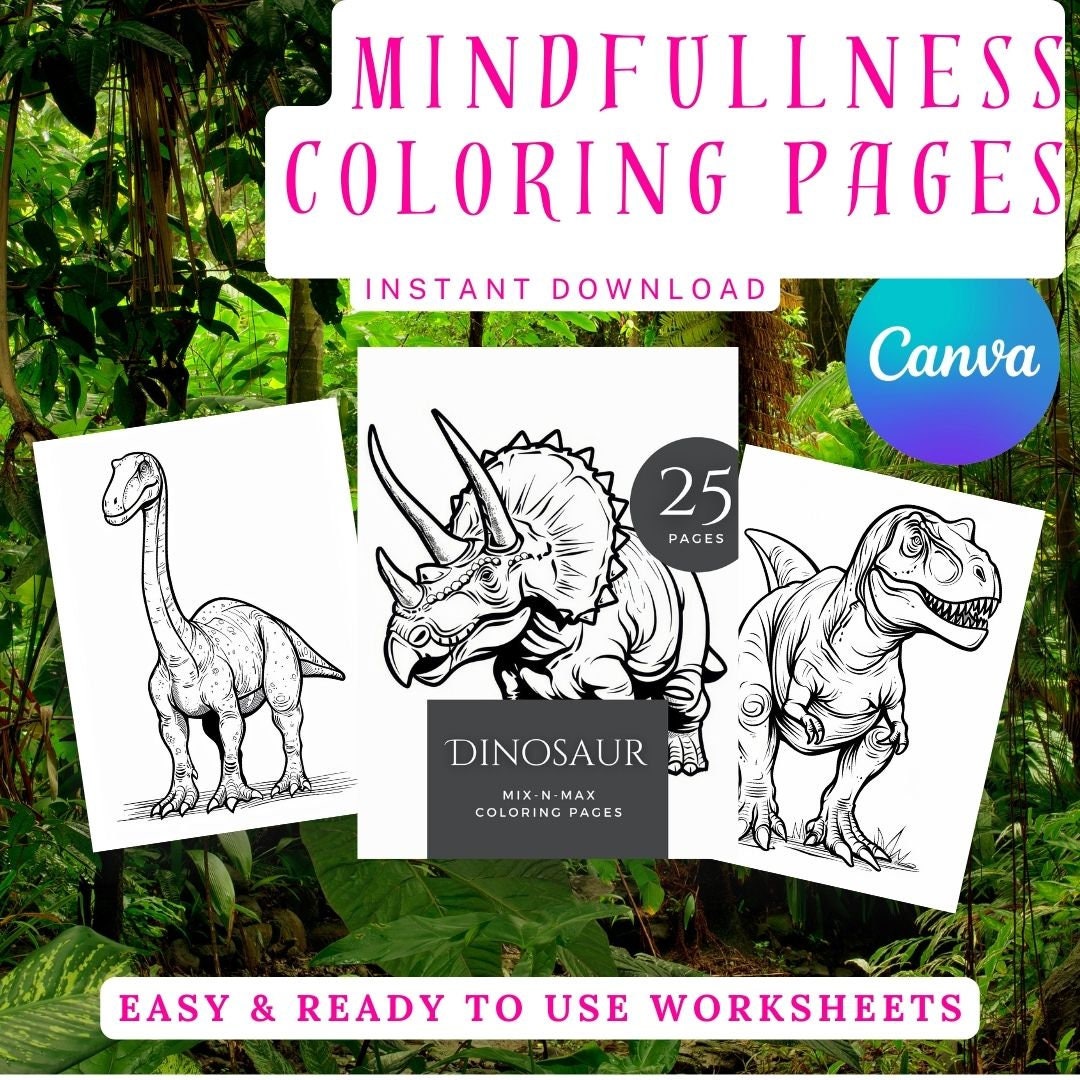 Dinosaur Coloring Sheet, Kids Activity Page, Dino Art Print, Coloring ...