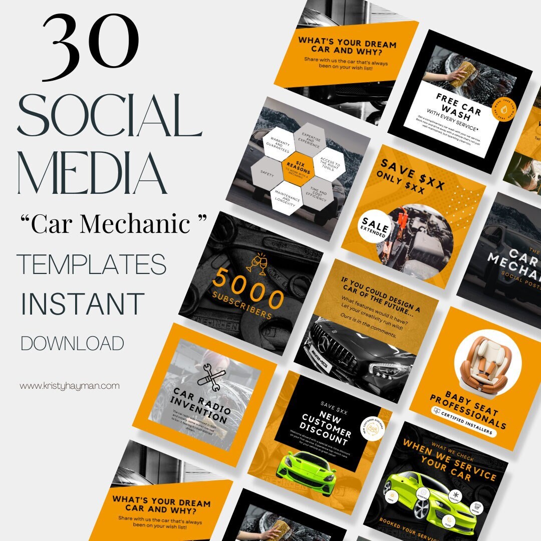 Car Mechanic Social Med Posts, IG Post Template, DIY Flyer Design ...