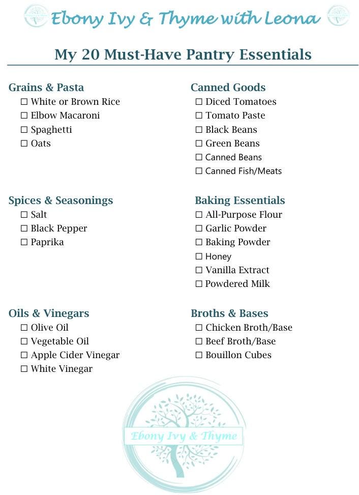 20 Must-have Pantry Essentials Checklist - Etsy