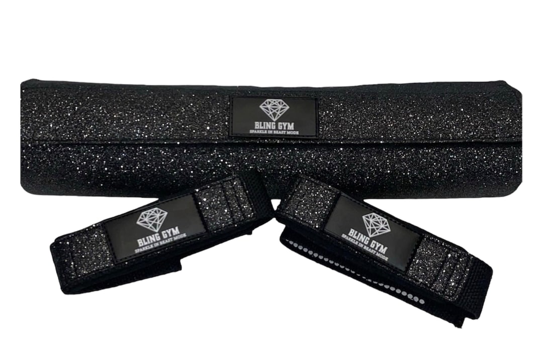 Black Glitter Gym Gift Setthick Foam Barbell Pad & Matching Cushioned ...