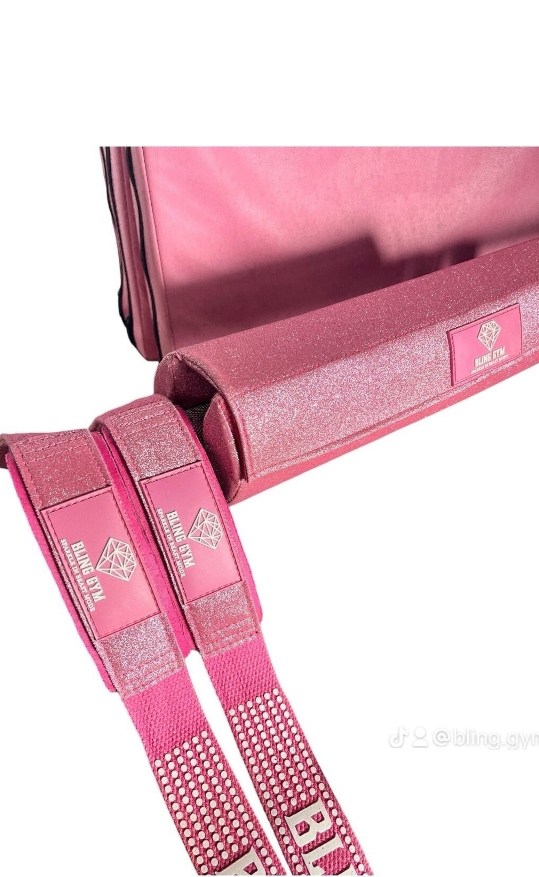 Pink Glitter Weight Lifting Straps & Glitter Barbell Pad| Gift Set ...