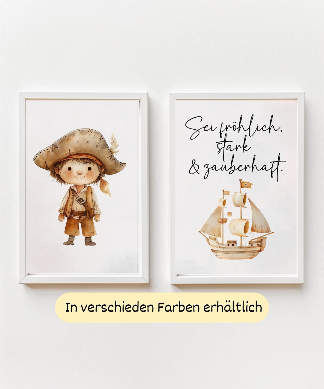 Affirmation Poster, Set of 2 With Cute Pirate, Gift for Baptism ...
