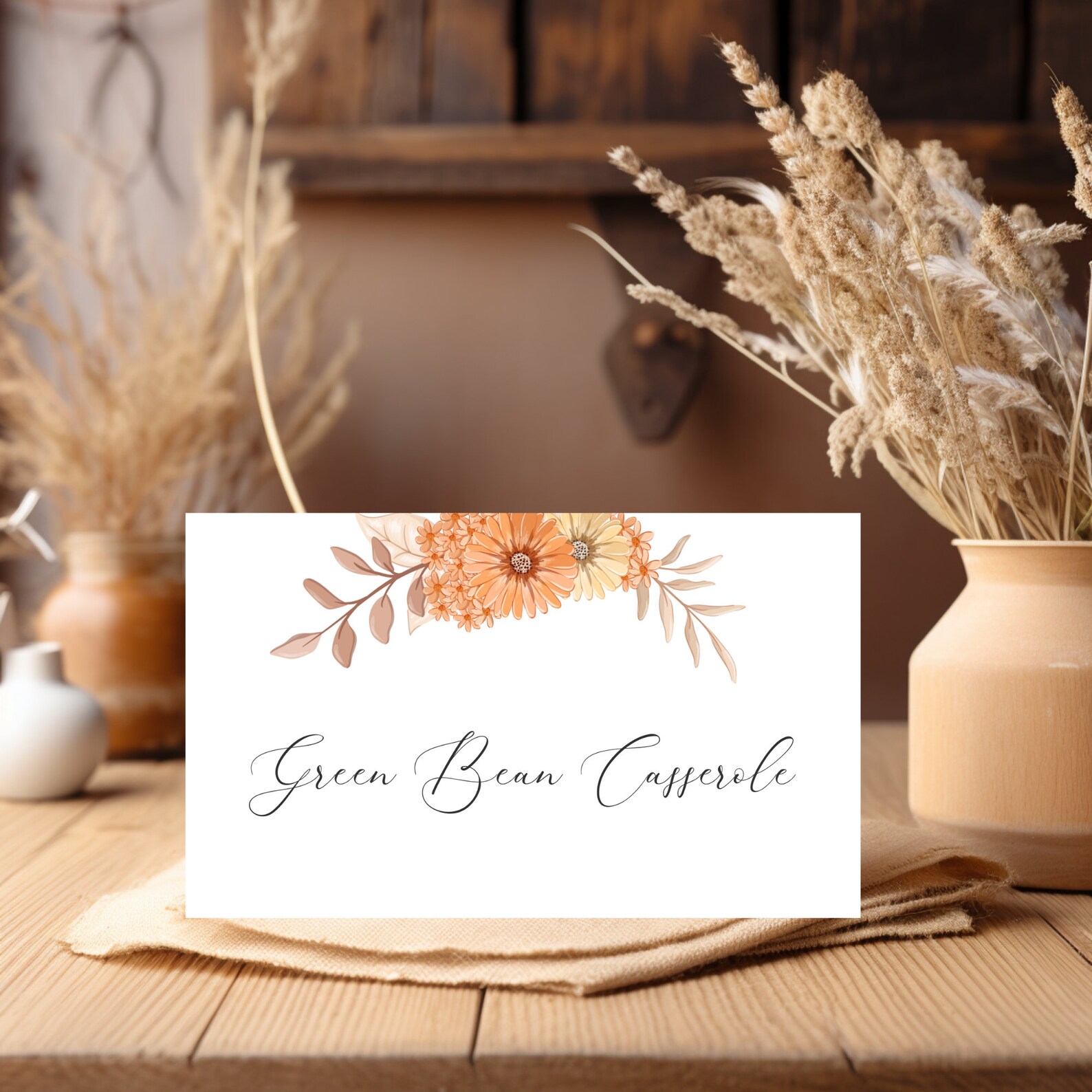 Editable Thanksgiving Food Label Template, Floral Thanksgiving Food ...
