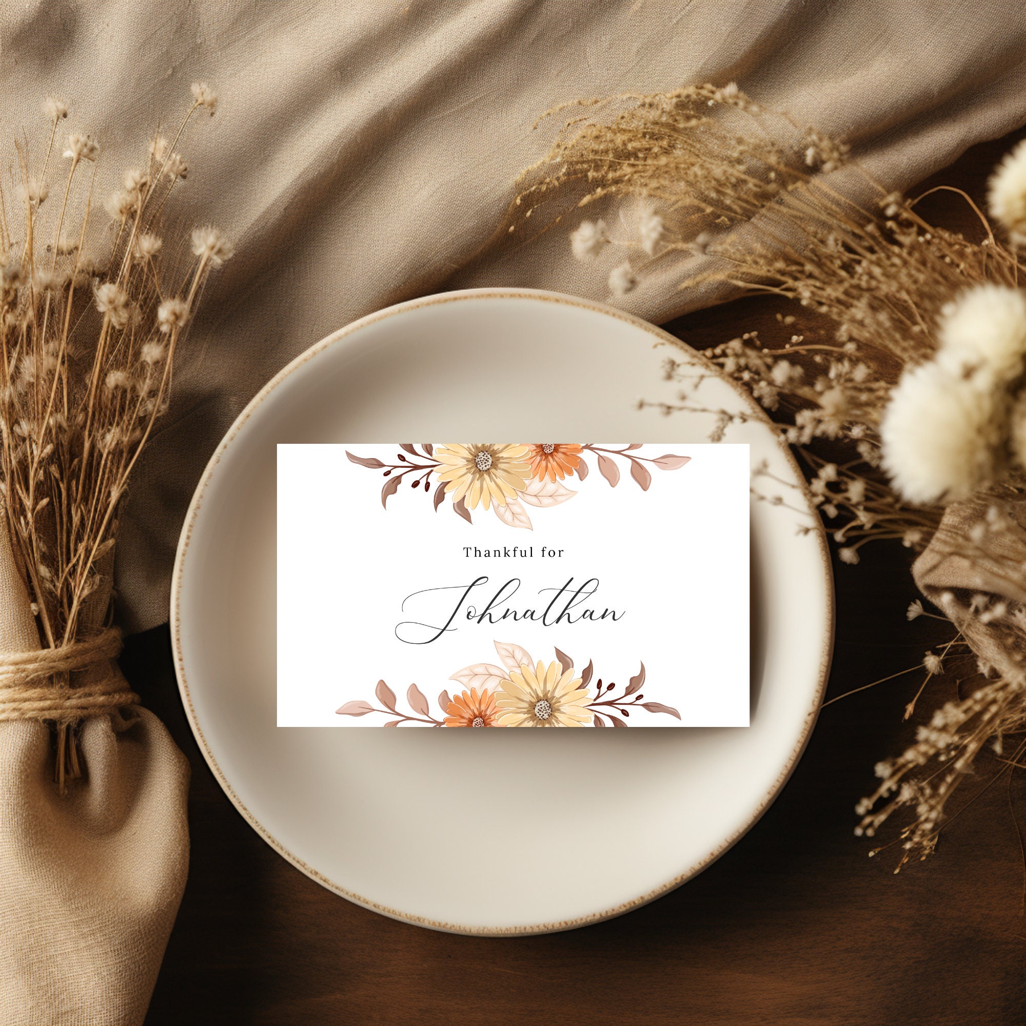 Thanksgiving Dinner Guest Place Card, Friendsgiving Guest Template ...