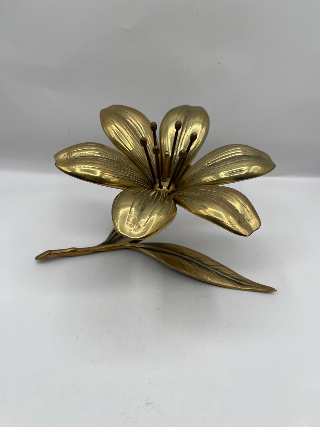 Brass Flower Ashtray With Removable Petals Lotus Lily Hollywood Regency ...