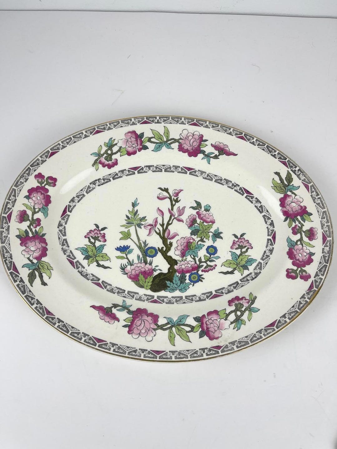 Vintage J&G Meakin Indian Tree Platter - Hand-painted 1951 Centenary ...