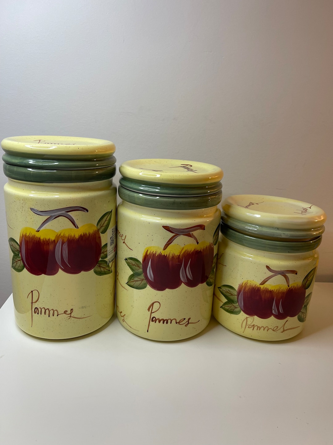 Case Elite Hand Painted Canisters. Set of 3. Apple Design. - Etsy