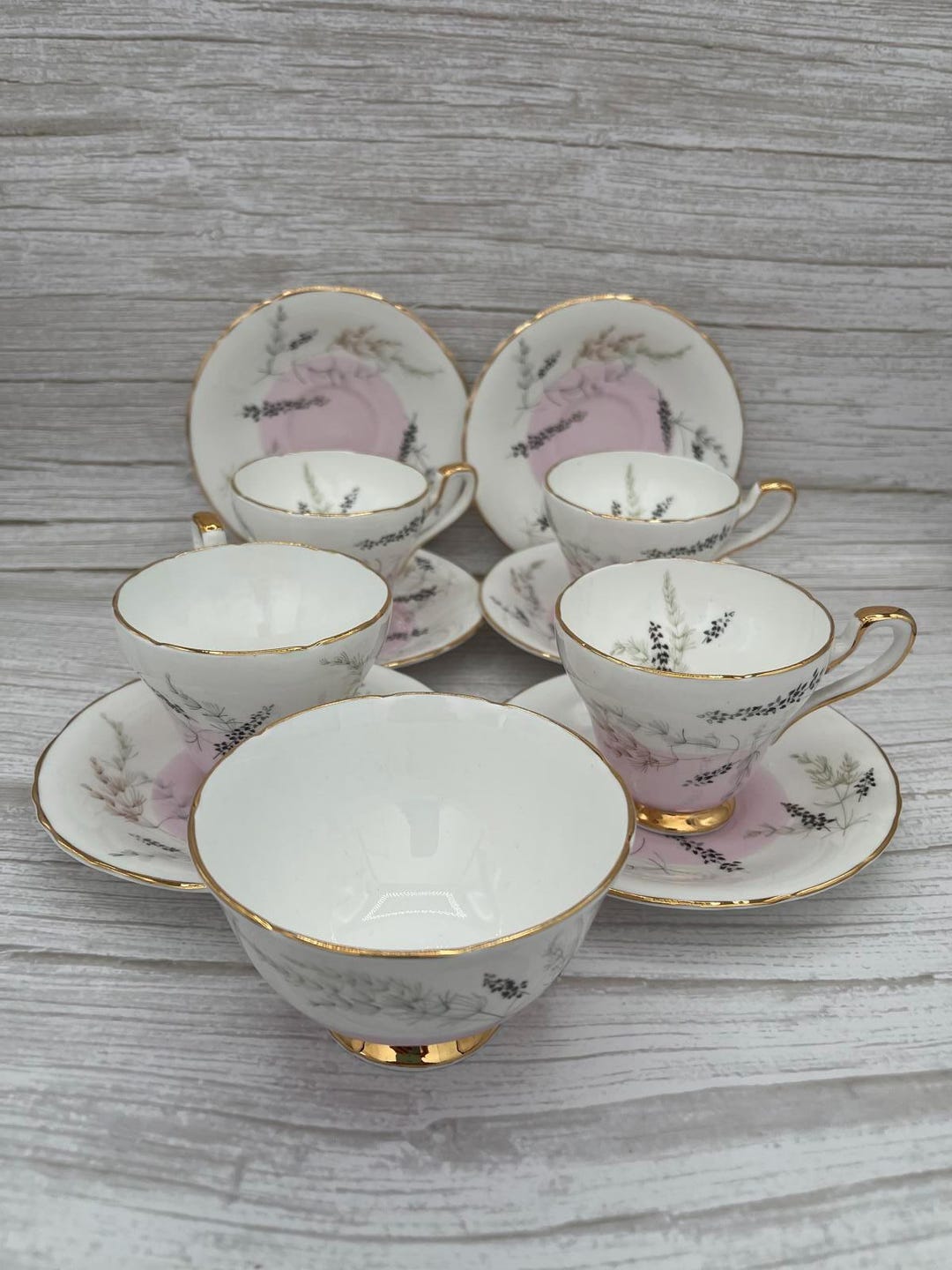 Vintage Sutherland H M Cup & Saucer Set Lovely Floral Pattern Gold Rim ...