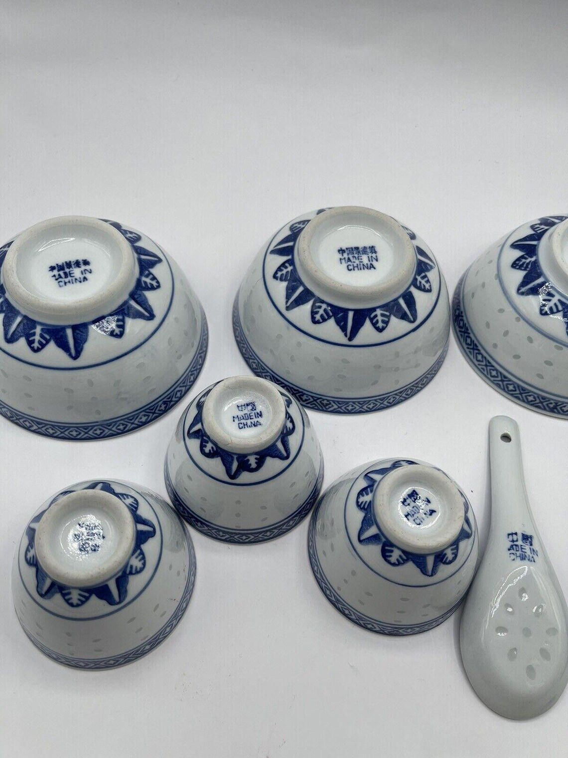 Chinese Rice Eyes Blue Dragon Rice/soup Bowls 3spoons 2 Bonsi Bowls 3 ...