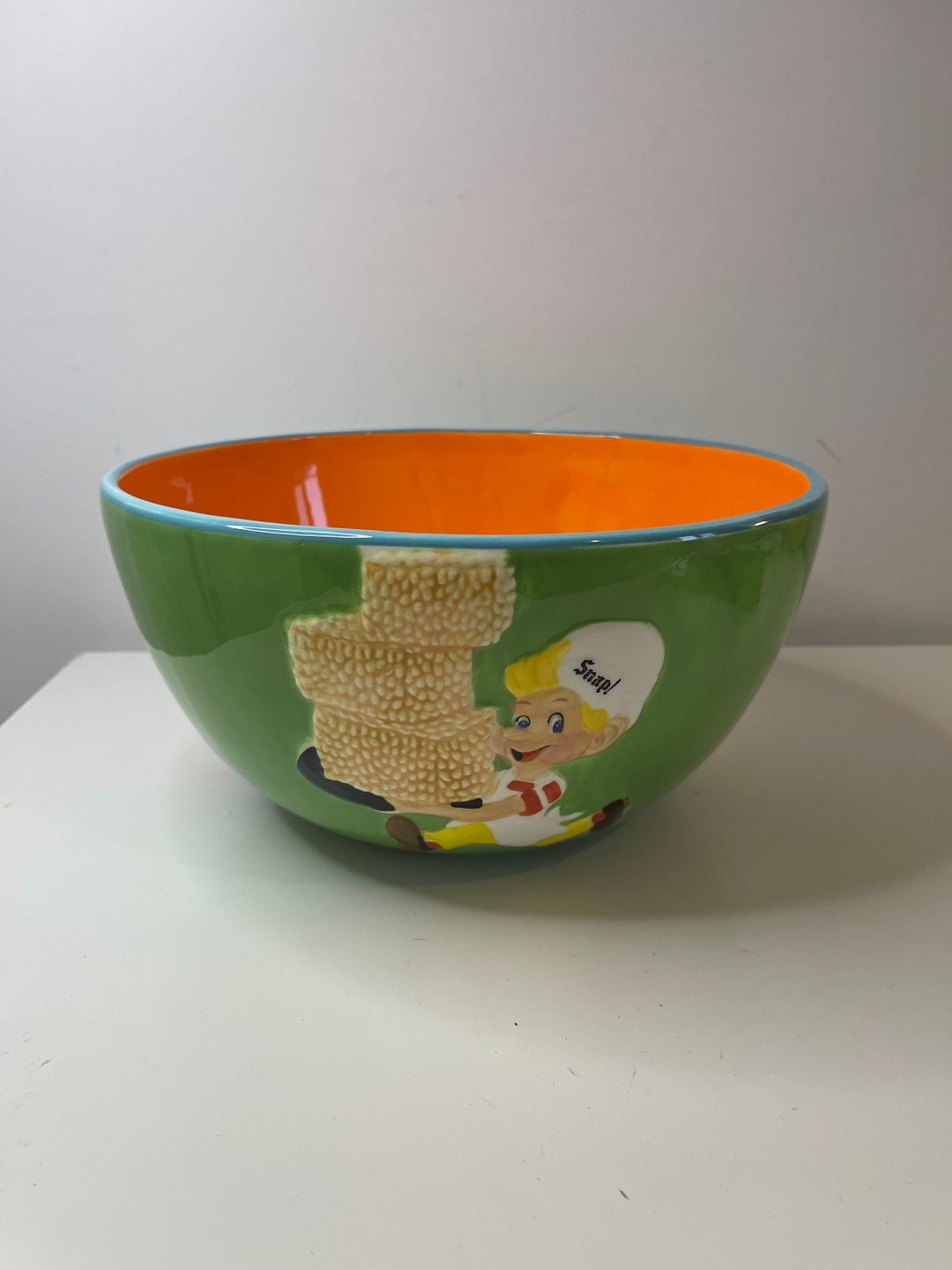 Vintage Kellogs Rice Krispie Large Bowl With Recipe. Green, Orange Mint ...