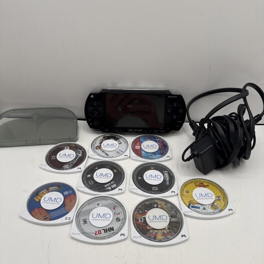 Sony PSP Console Bundle W/10games, 2 Game Cases, Cover & Charger No ...