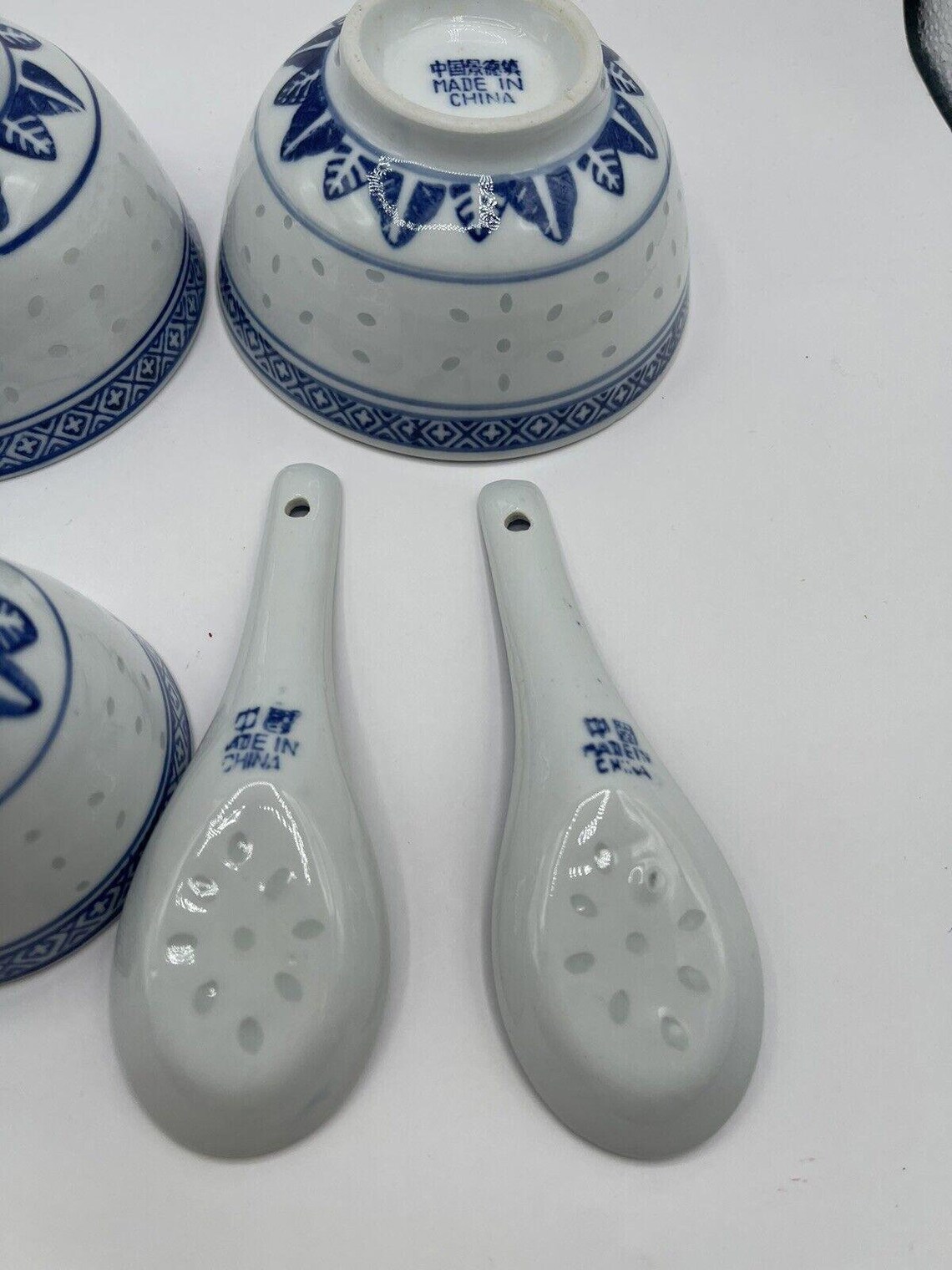 Chinese Rice Eyes Blue Dragon Rice/soup Bowls 3spoons 2 Bonsi Bowls 3 ...