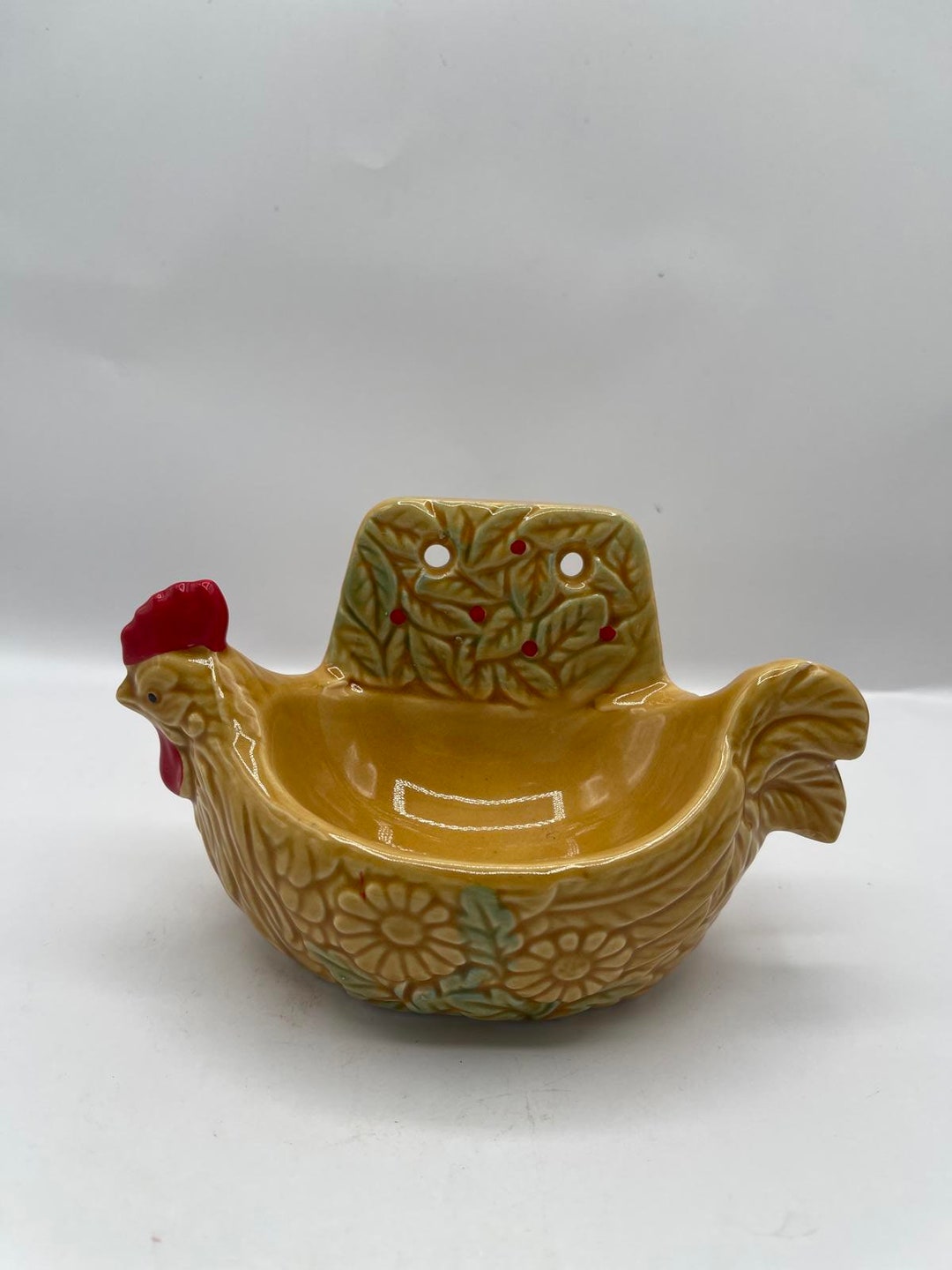 Ceramic Chicken Scouring Pad Holder 1970s Kitchen Soap Dish Sponge Farm ...