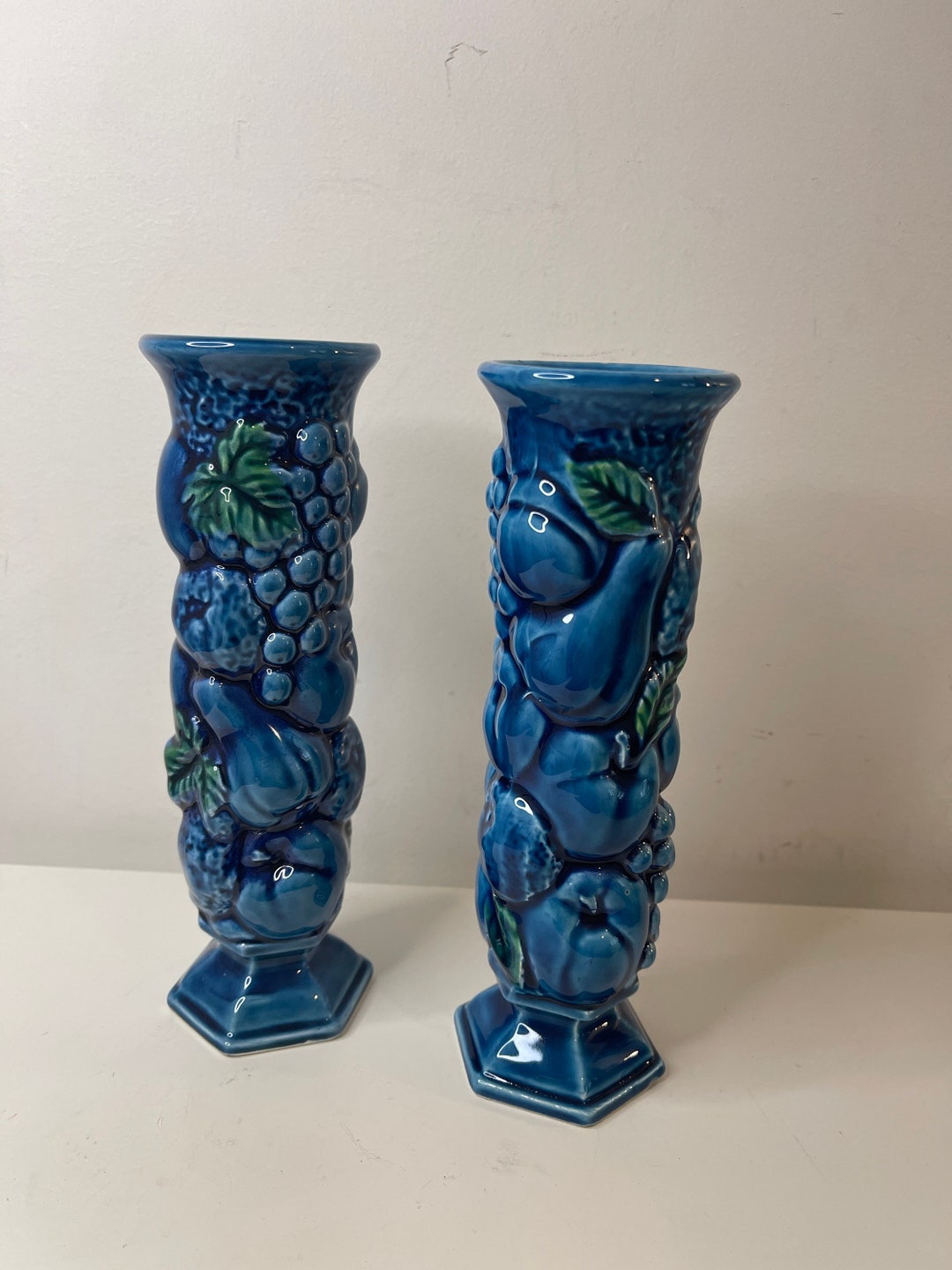 Set of 2vintage Inarco Ceramic Cobalt Blue Vases - Etsy