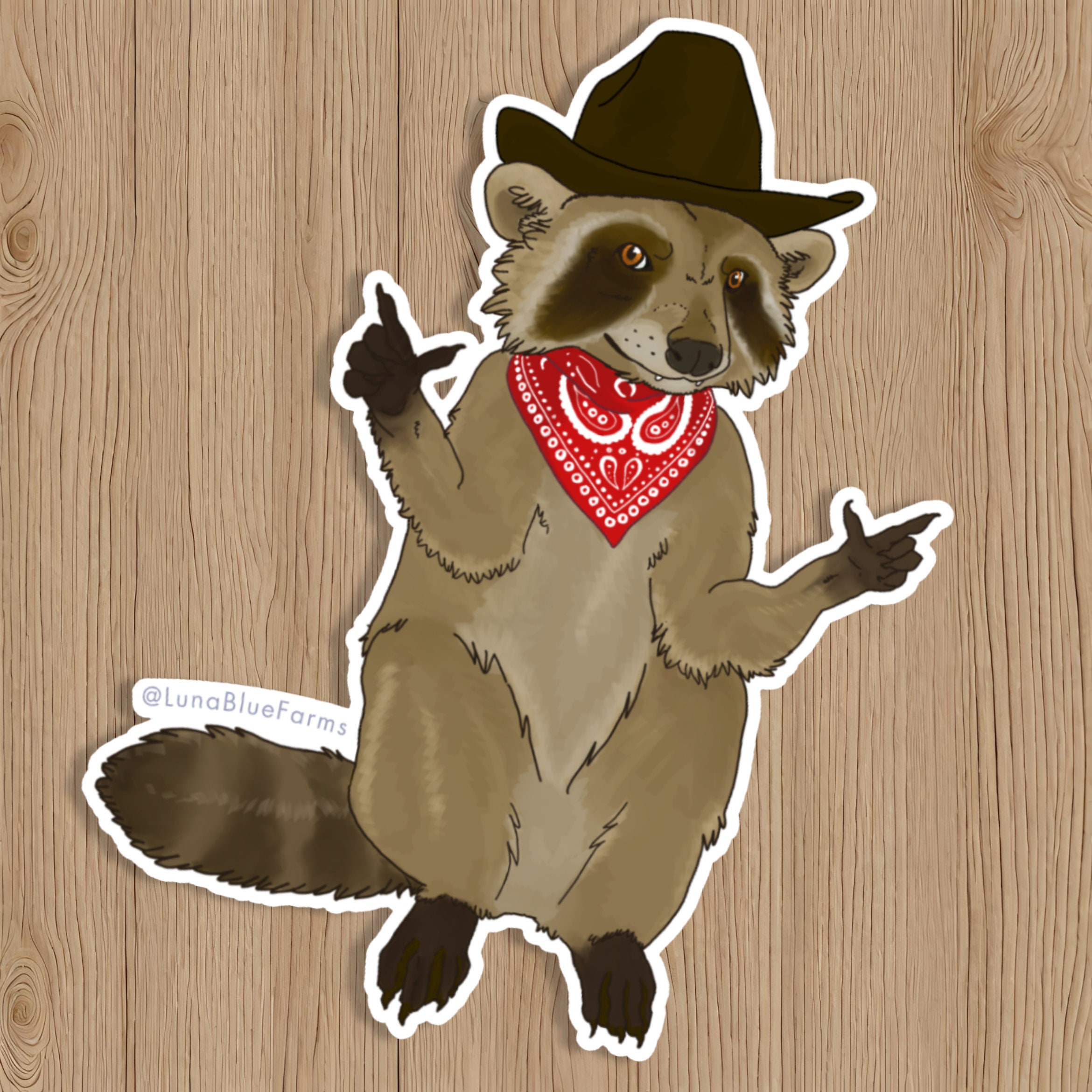 Western Critter Sticker | Bandito Raccoon Sticker - Etsy