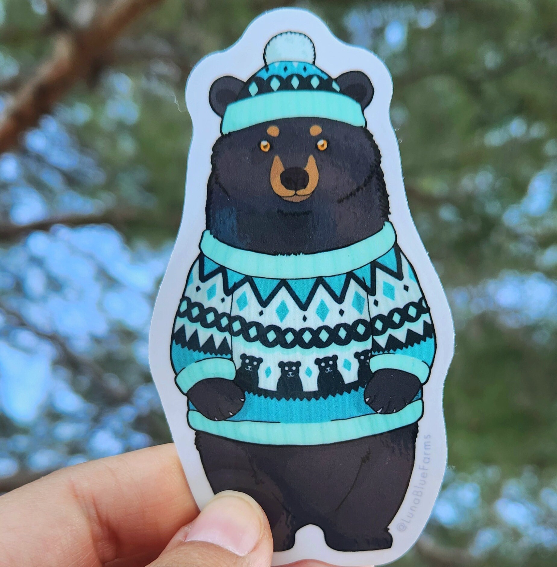 Sweater Weather Bear | Winter Critter Sticker - Etsy