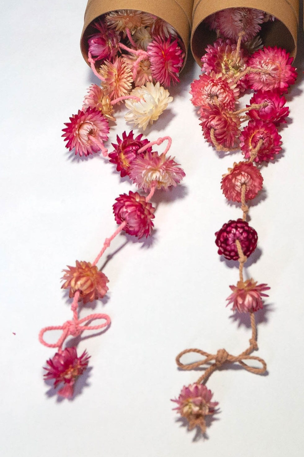Pretty Pink Flower Garland 2m Dry Strawflowers Strung on Delicate ...