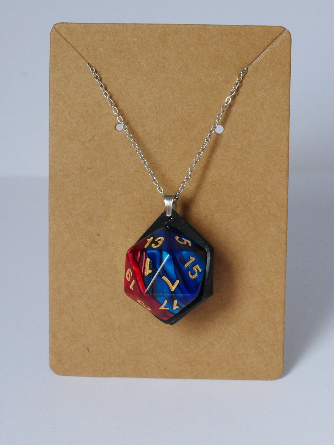 23mm Black Rollable D20 Pendant, Removable Dice, Handmade Unique Gift ...