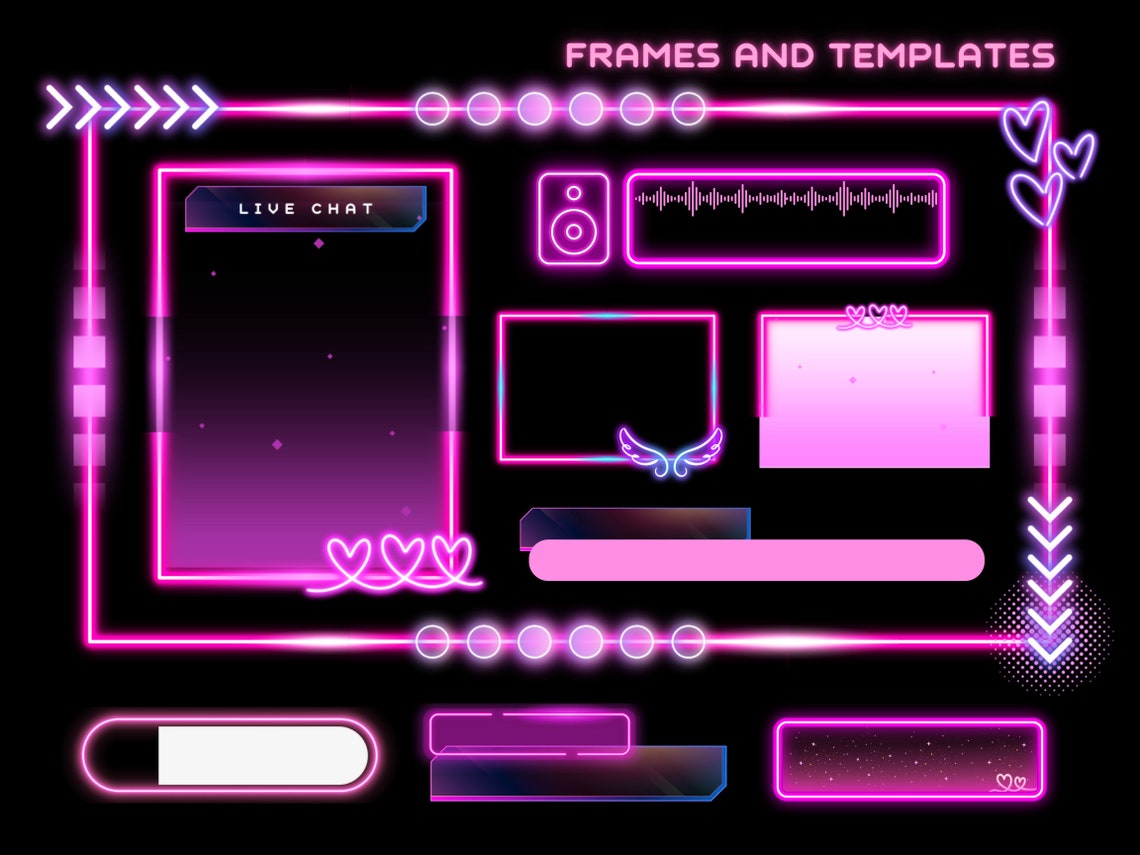 Neon Pink Stream Overlay for Gamer Girl Neon Purple Stream Overlay Pink ...