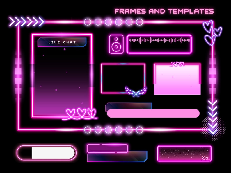 Neon Pink Stream Overlay for Gamer Girl Neon Purple Stream Overlay Pink ...