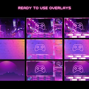Neon Pink Stream Overlay for Gamer Girl Neon Purple Stream Overlay Pink ...