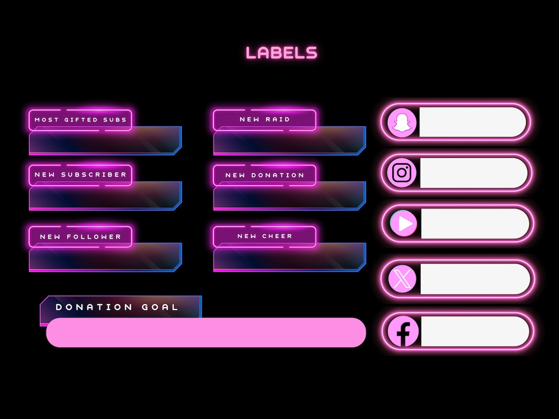 Neon Pink Stream Overlay for Gamer Girl Neon Purple Stream Overlay Pink ...