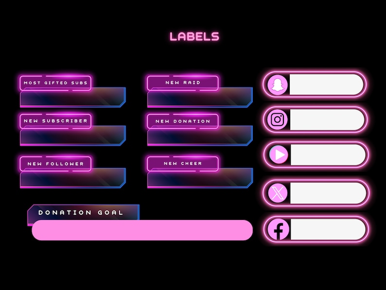 Neon Pink Stream Overlay for Gamer Girl Neon Purple Stream Overlay Pink ...