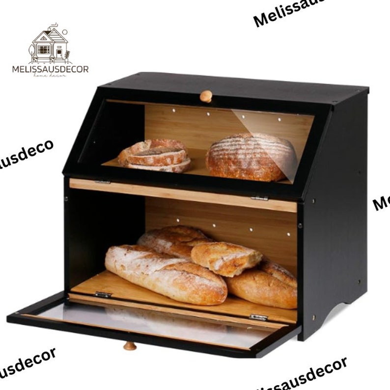 2 Layers Wood Bread Box | Vintage Bread Box | Kitchen Storage | Kitchen ...