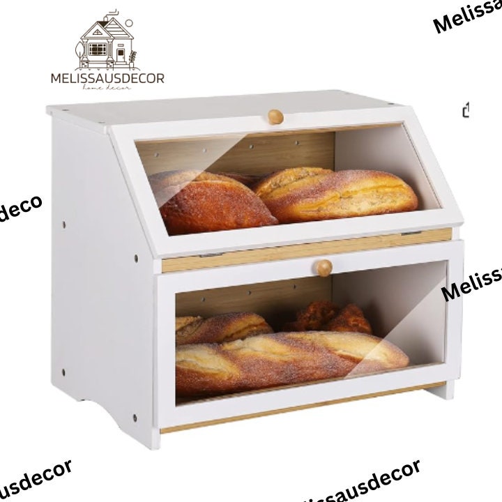 2 Layers Wood Bread Box | Vintage Bread Box | Kitchen Storage | Kitchen ...