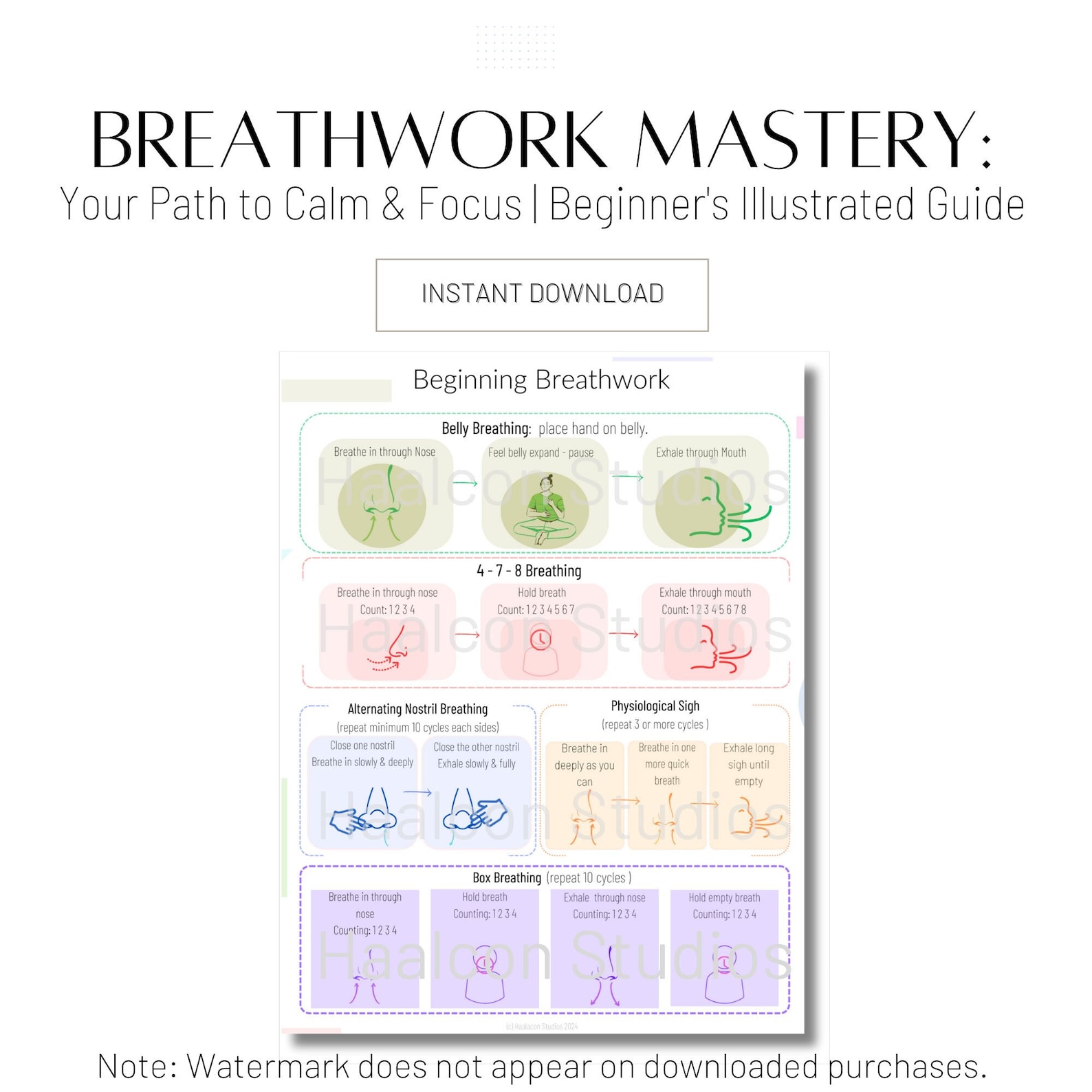 Illustrated Breathwork Guide: Beginner Breathing Techniques (digital ...