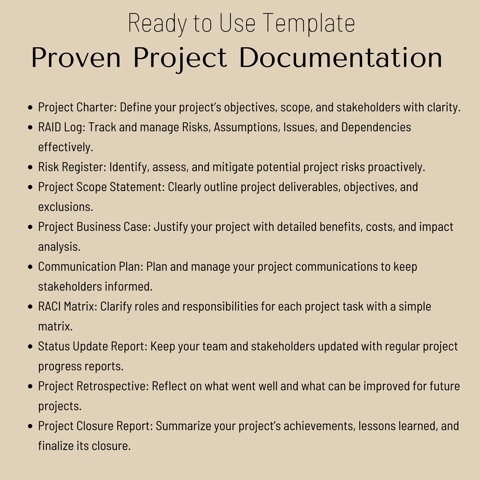 Essential Project Management Templates Bundle 10 Editable Templates