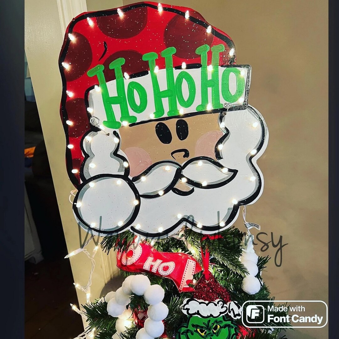 Christmas Santa Tree Topper With Lights by - Etsy
