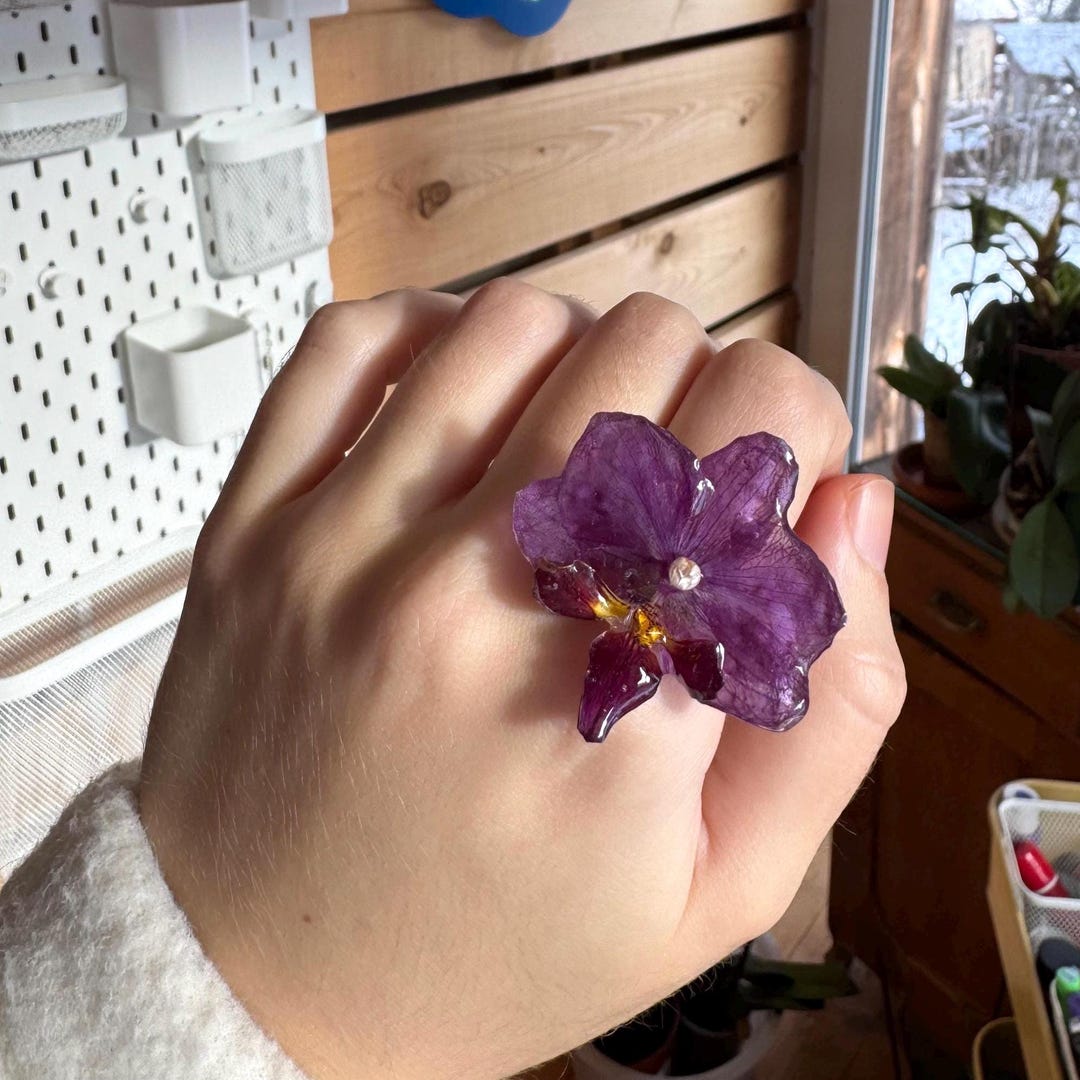 Real Orchid Ring Handmade Rings Flower Jewelry - Etsy