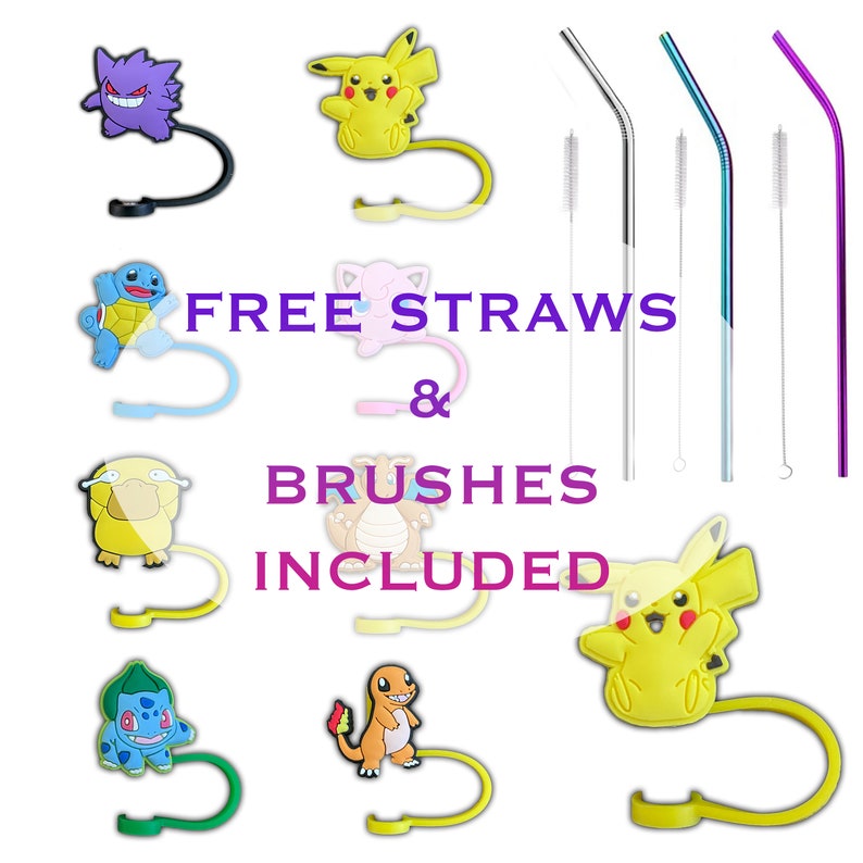 Anime Cartoon Straw Pencil Toppers Lots Made for Stanley Starbucks ...