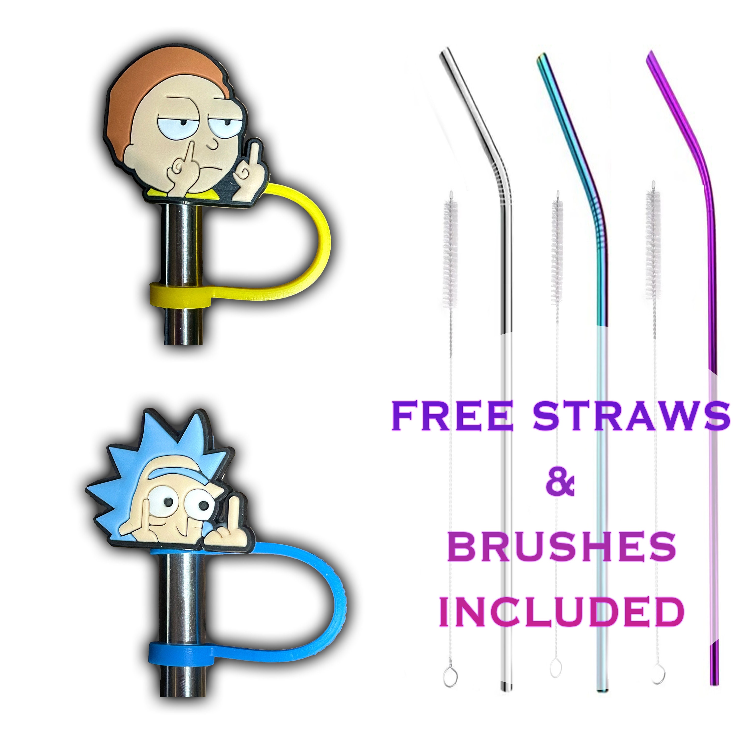 Rick Morty Straw Pen Toppers Made for Stanley Starbucks - Etsy