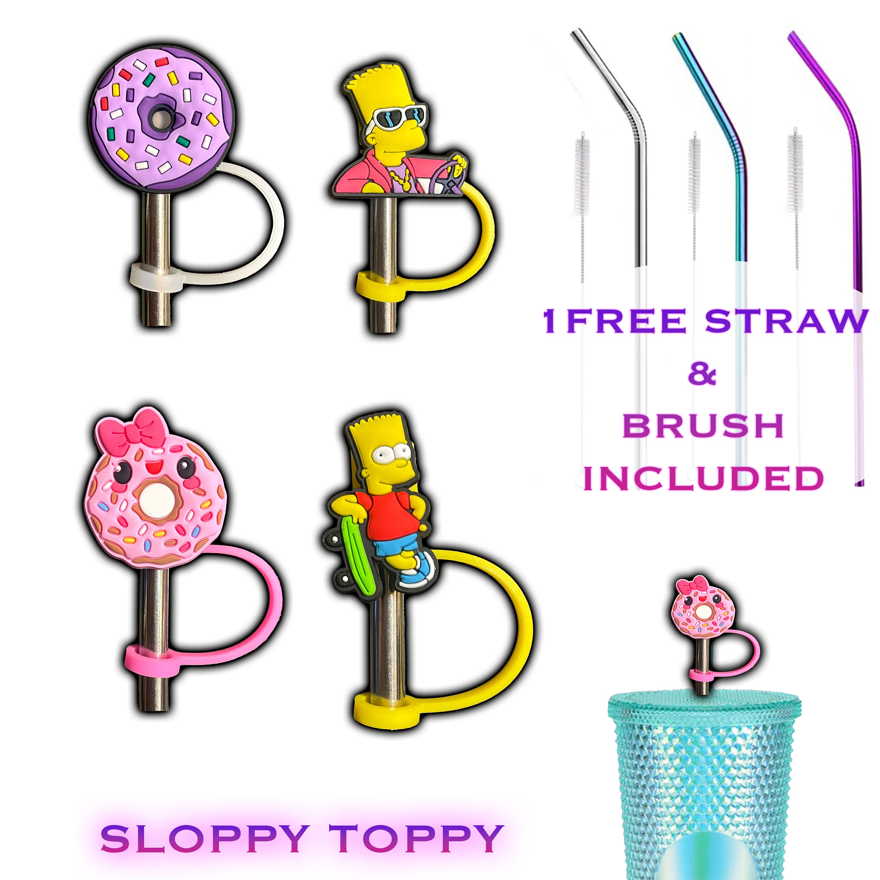 Simpsons Straw Pen Toppers Made for Stanley Starbucks Tumblers Cups ...