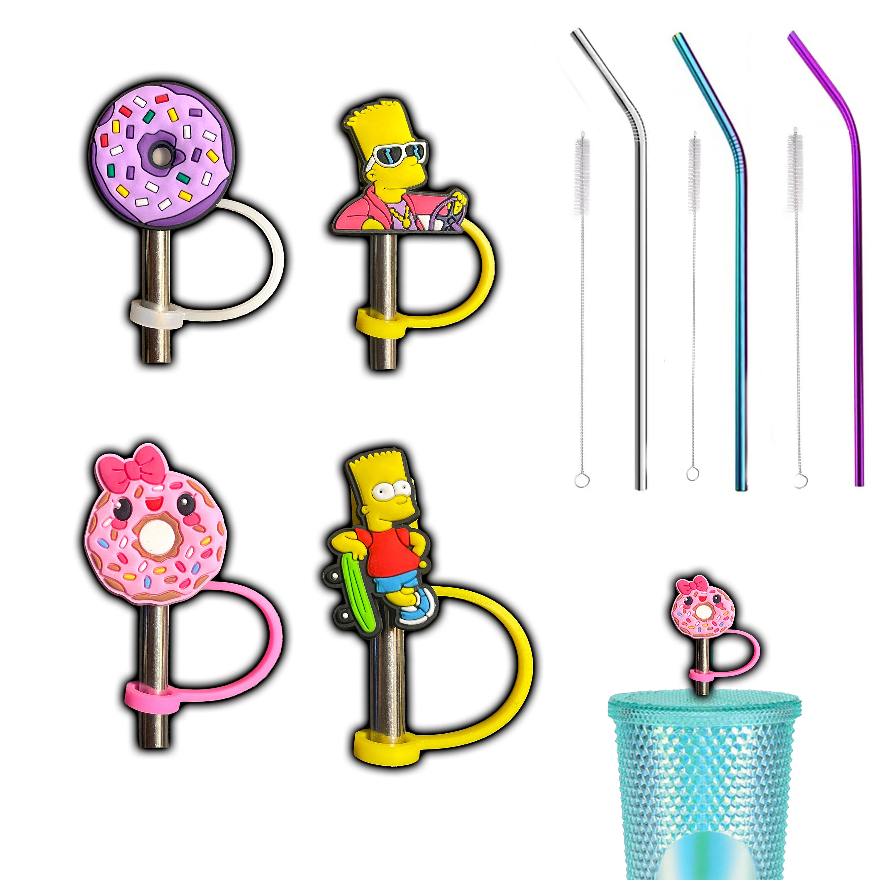 Simpsons Straw Pen Toppers Made for Stanley Starbucks Tumblers Cups ...