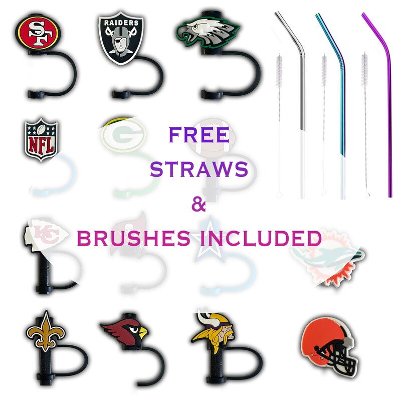 Football Teams Straw Pencil Toppers Lots Made for Stanley Starbucks ...