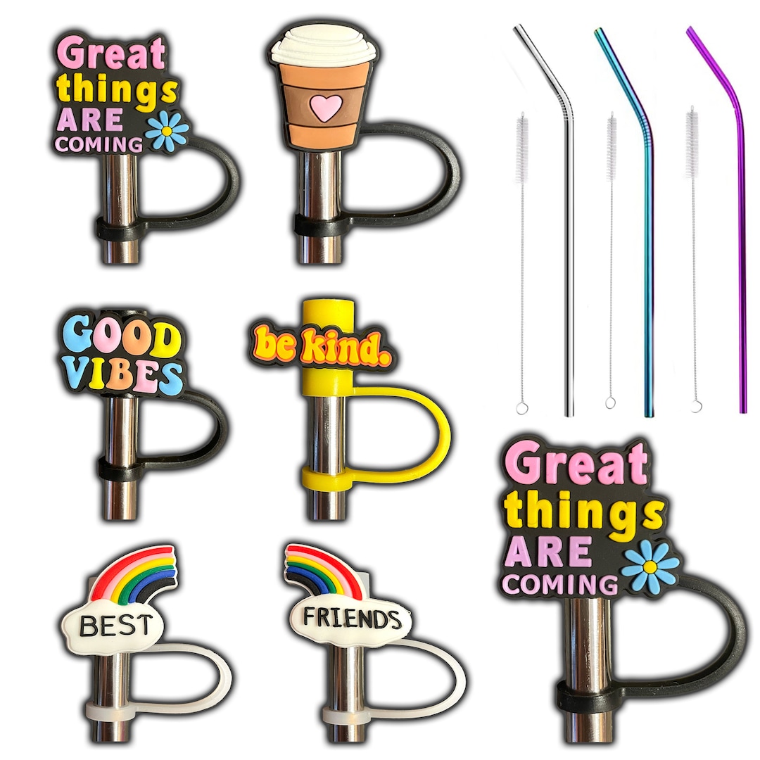 Good Vibes Straw Pencil Toppers Made for Stanley Starbucks - Etsy