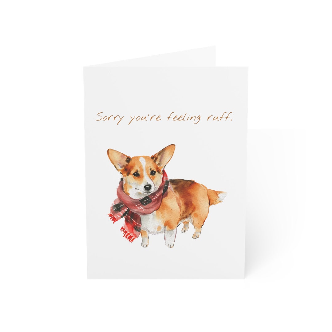 Sorry You're Feeling Ruff - Corgi Card - Sustainable - Corgi in a Scarf ...