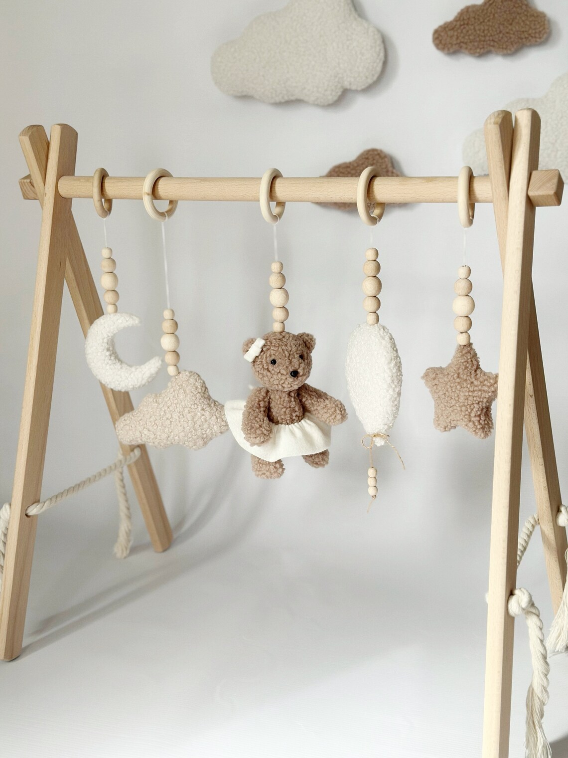 Baby Gym Boucle Teddy Bear Balloons Moon Star Cloud Baby Gym Set ...