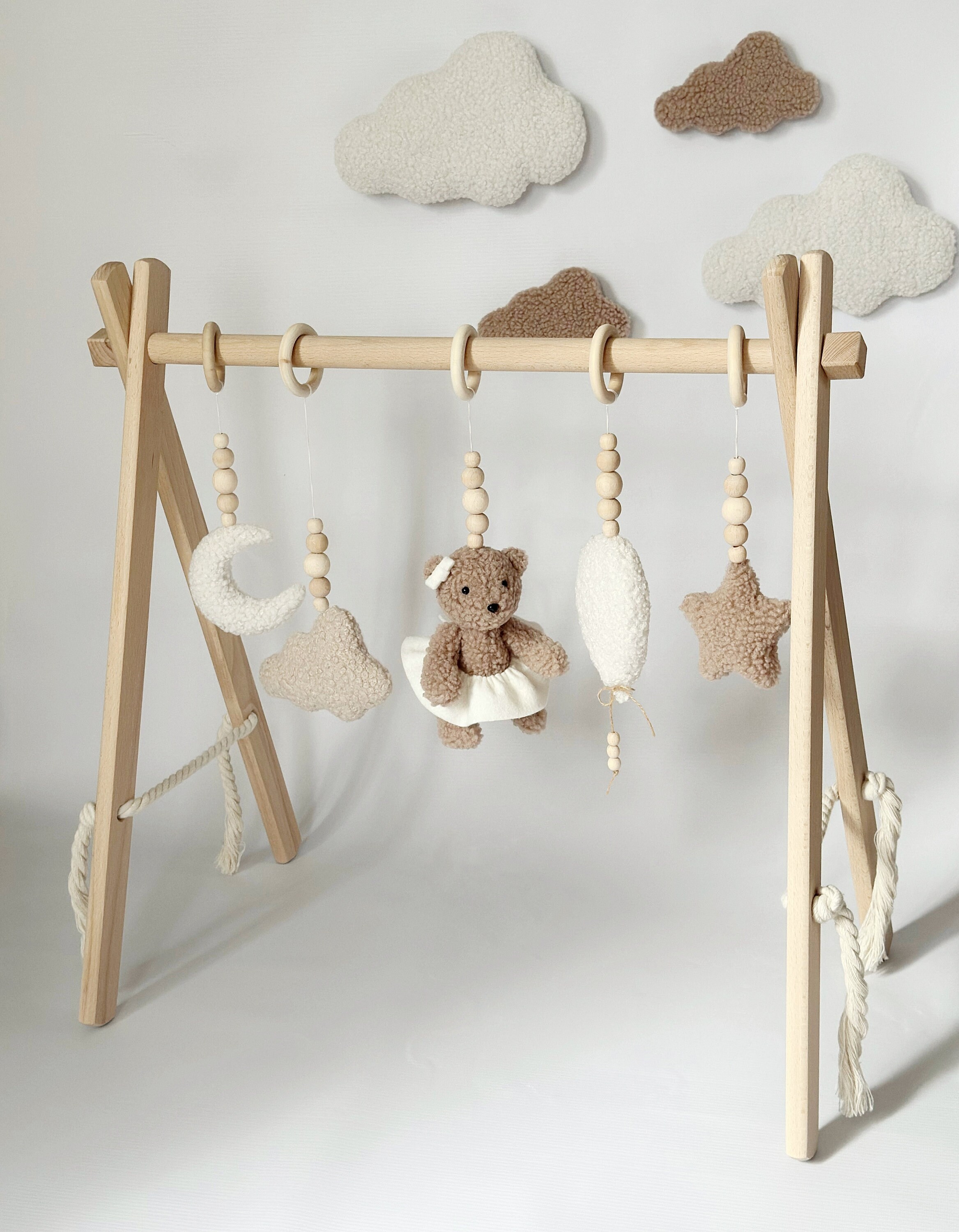 Baby Gym Boucle Teddy Bear Balloons Moon Star Cloud Baby Gym Set ...