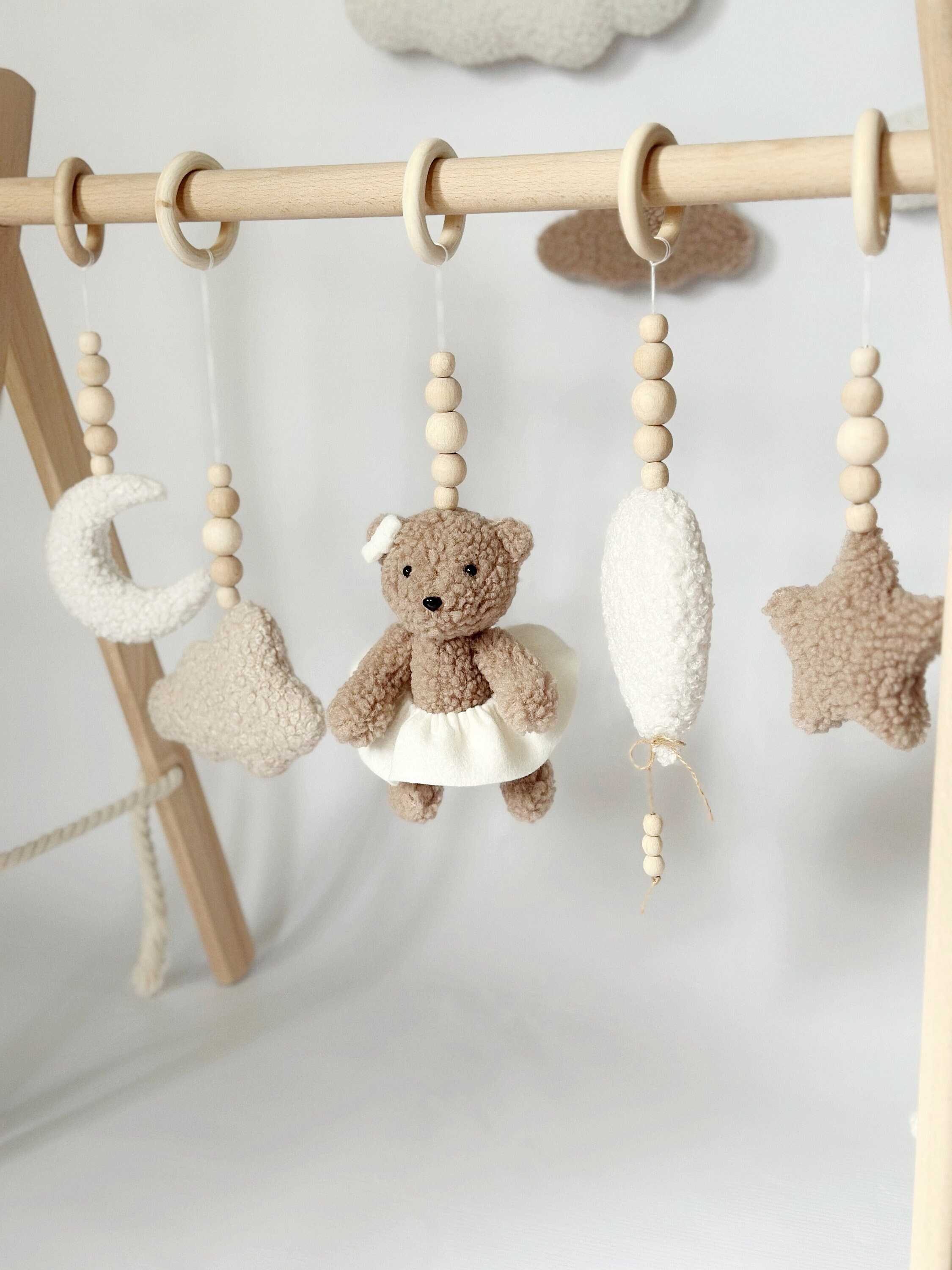 Baby Gym Boucle Teddy Bear Balloons Moon Star Cloud Baby Gym Set ...