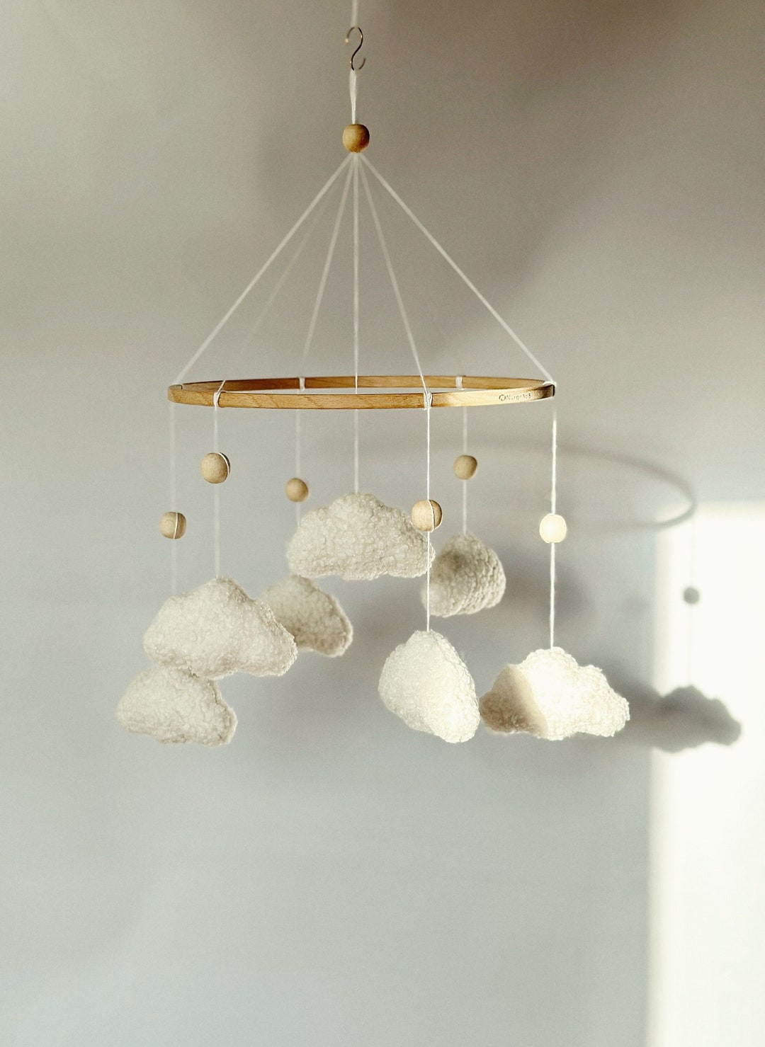 Boucle Cloud Baby Mobile: Handmade Neutral Nursery Decor - Etsy