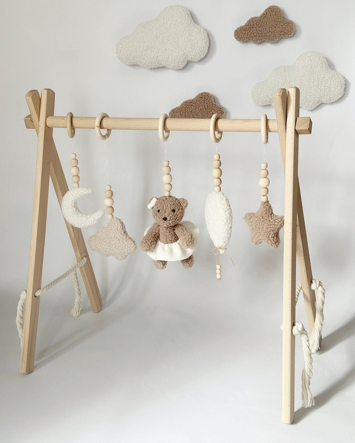 Baby Gym Boucle Teddy Bear Balloons Moon Star Cloud Baby Gym Set ...