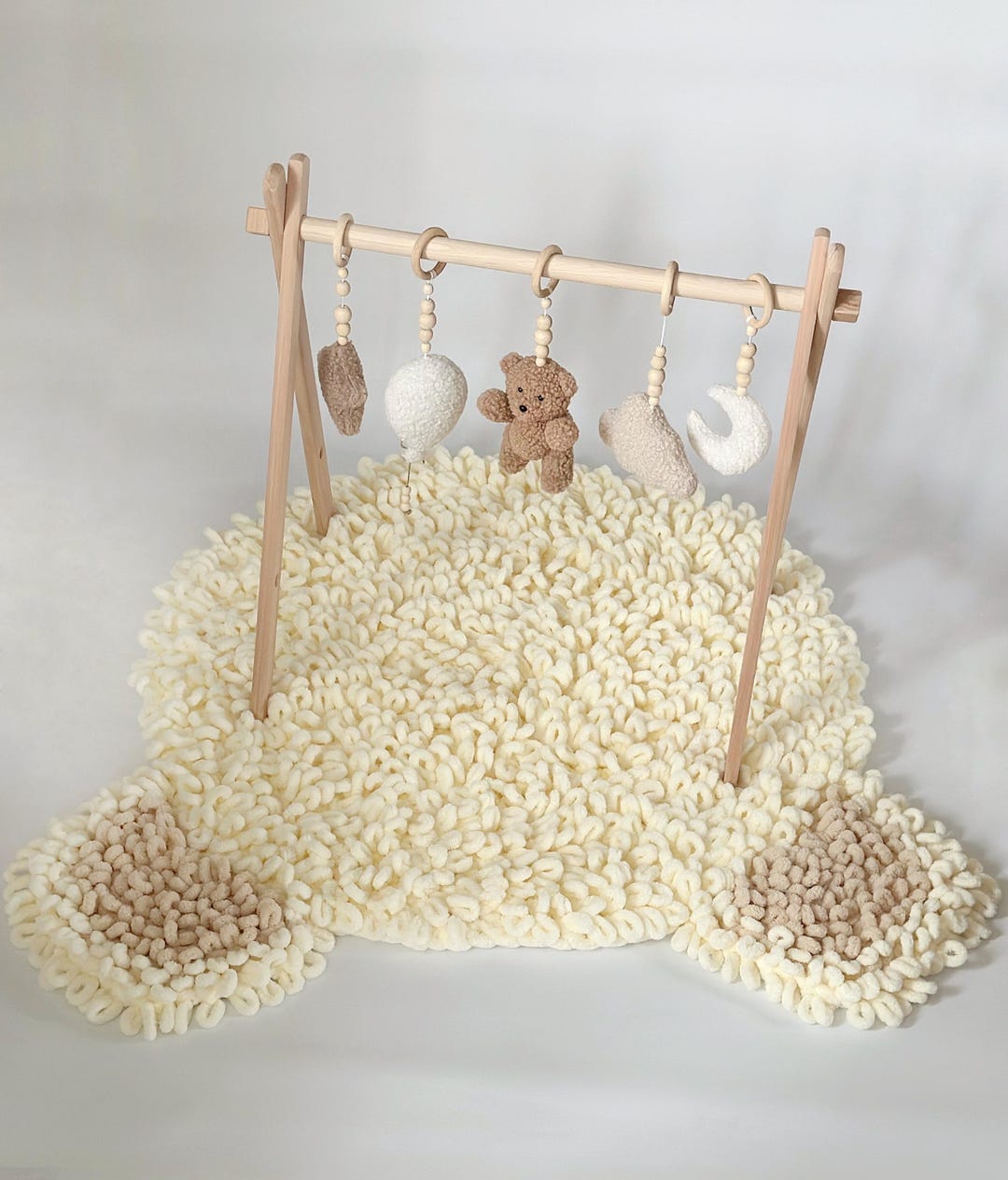 Baby Gym Boucle Teddy Bear Balloons Moon Star Cloud Baby Gym Set ...