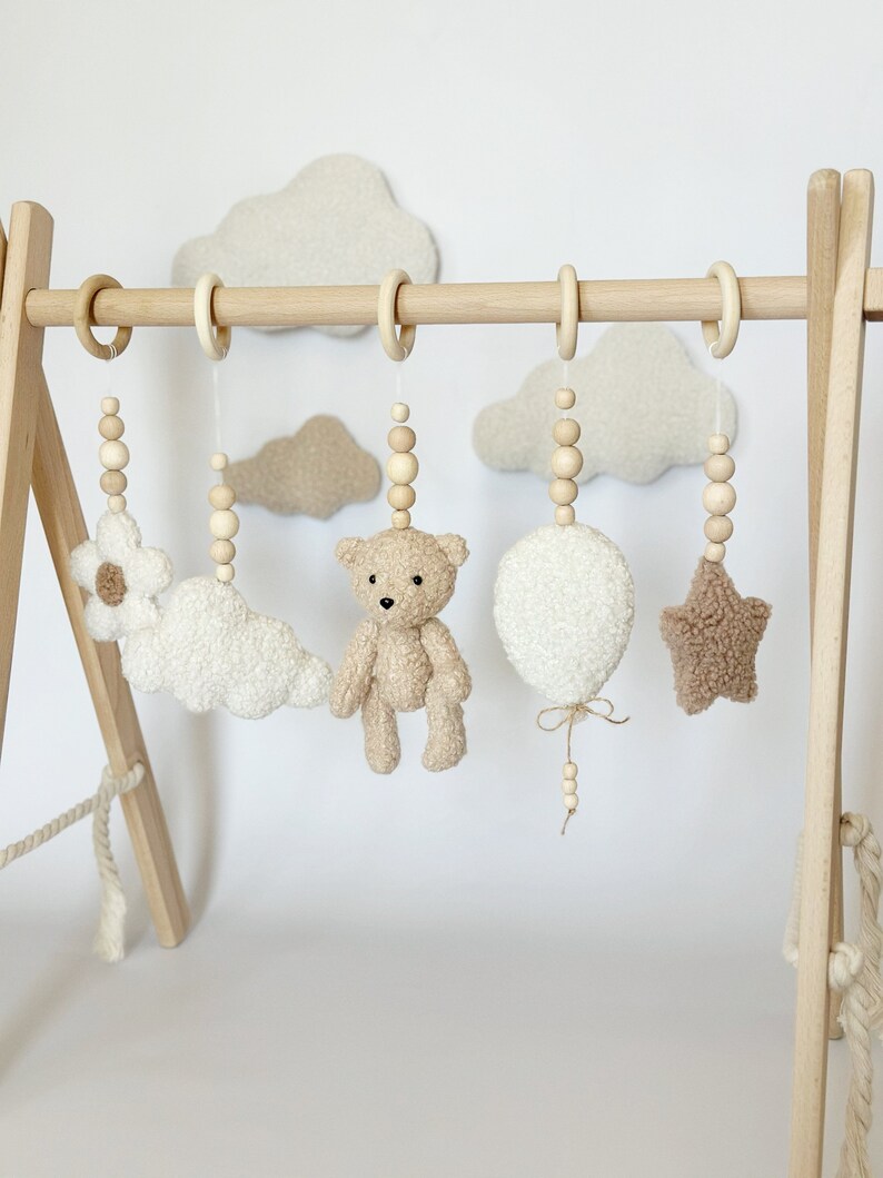Boucle Baby Play Gym: Bear, Moon & Star Hanging Toys - Etsy