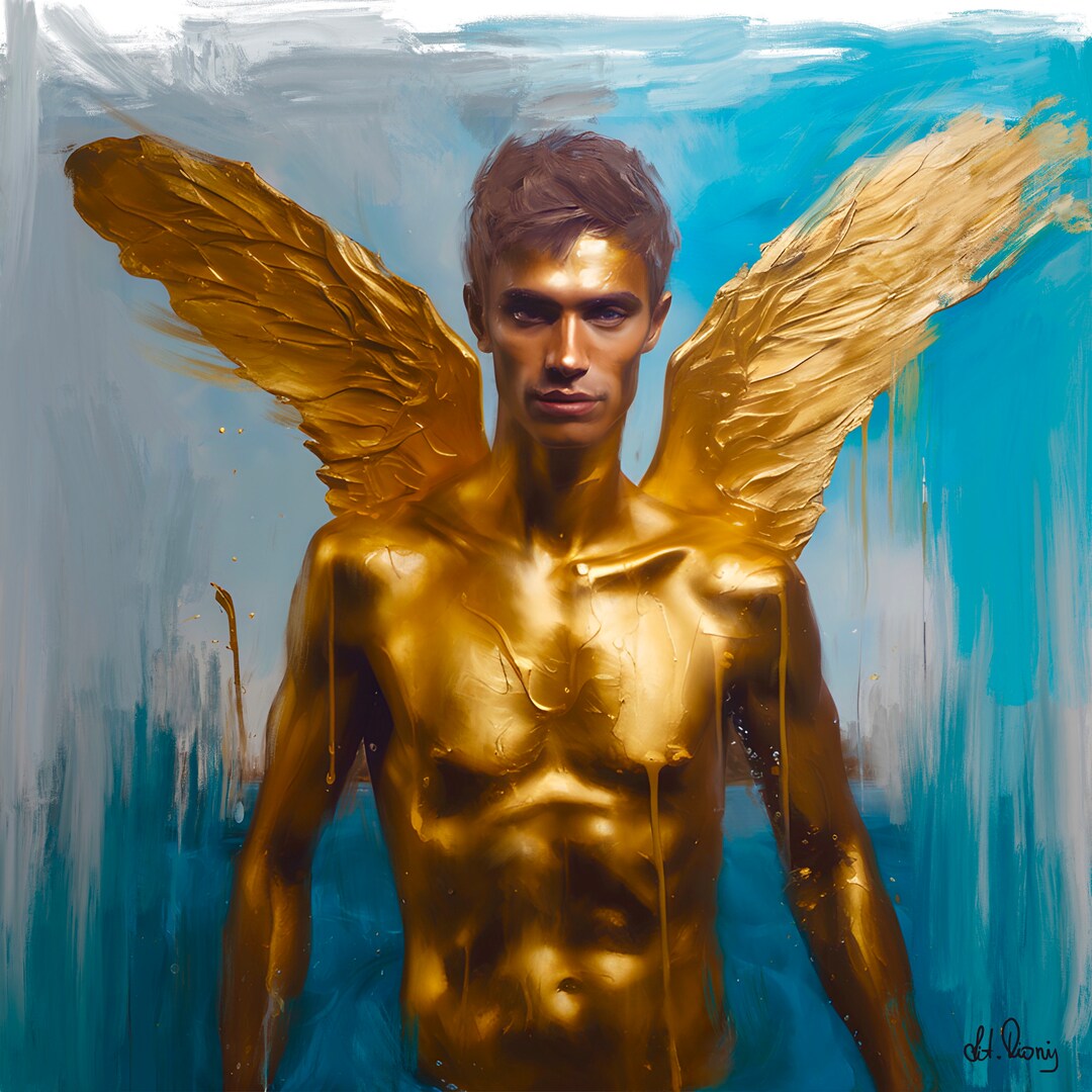 Instant Download Digital File Gold Man With Wings Exclusive Collection ...