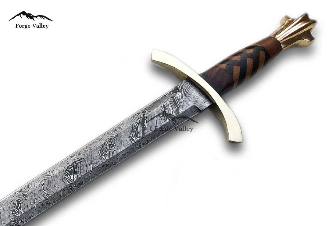 Hand Forge Damascus Steel Double Edge Sword With Sheath - Etsy
